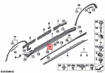 Genuine BMW X1 F48 F49 X1 16d 18d Moulding Rocker Panel Front Right ...