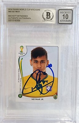 2014 Brazil Neymar Jr Signed Panini World Cup Stickers #48 BAS Beckett ...