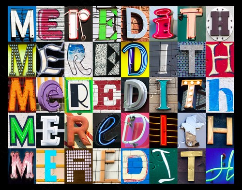 MEREDITH Name Poster featuring photos of actual sign letters | eBay