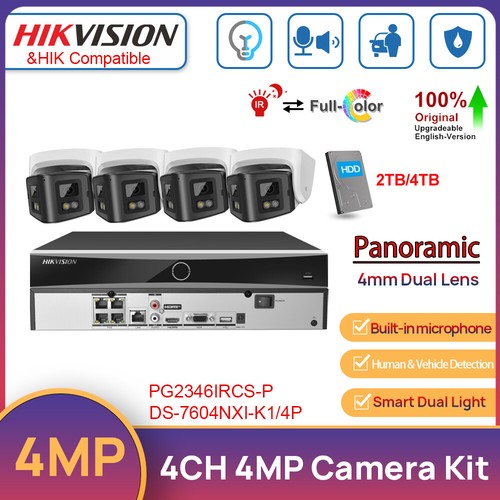 Hikvision 4CH Security CCTV System 4MP Dual Light Panoramic Dual Lens ...