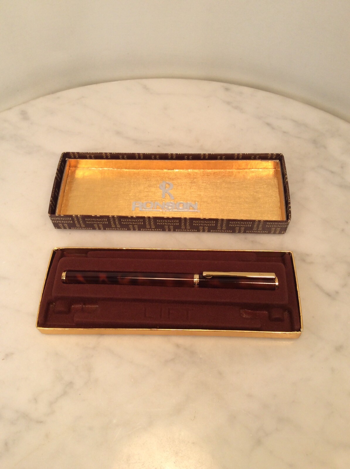 Vintage RONSON Ballpoint Pen Brown Marble Germany | eBay