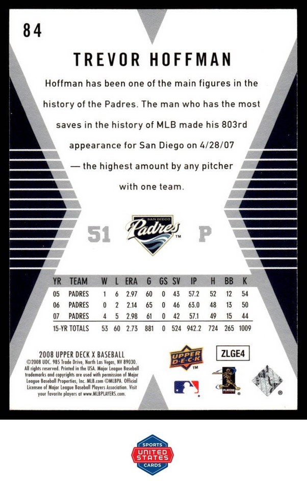 2008 Upper Deck X #84 Trevor Hoffman | eBay