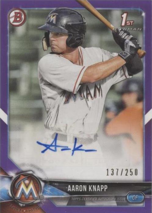 2018 Bowman - Prospect Autographs Aaron Knapp #PA-AK Purple /250 (AU ...