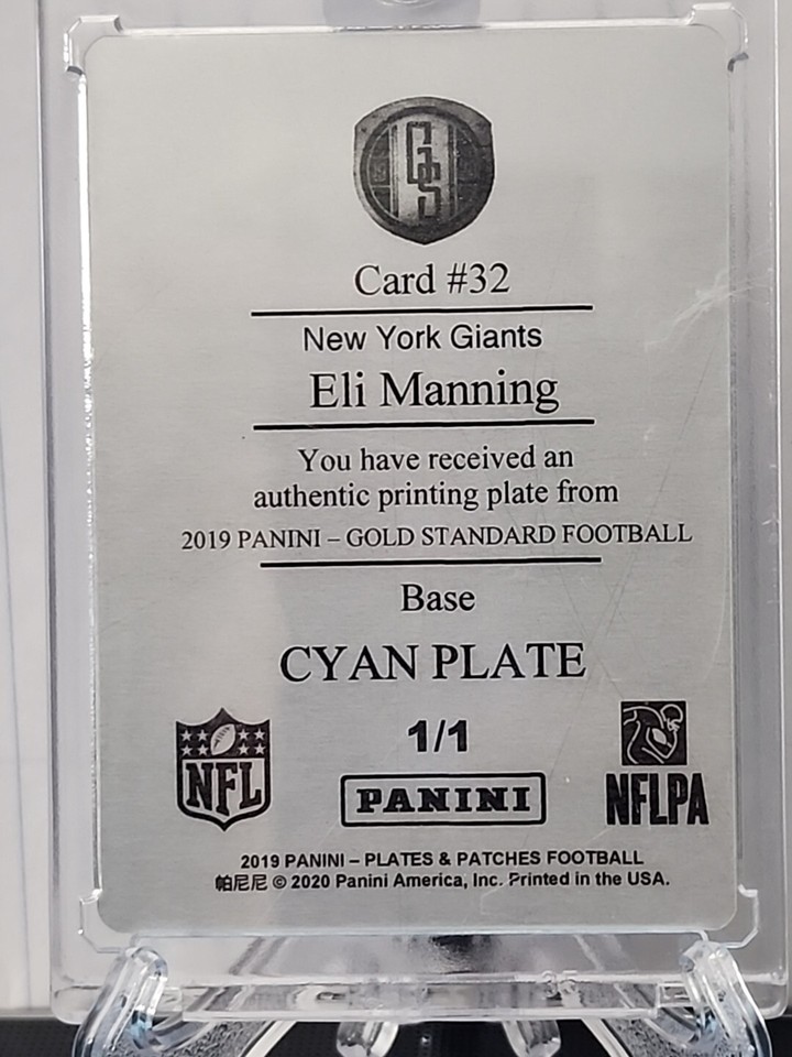 Eli Manning 1/1 Printing Plate🔥. CYAN PLATE New York Giants. Card #32 ...