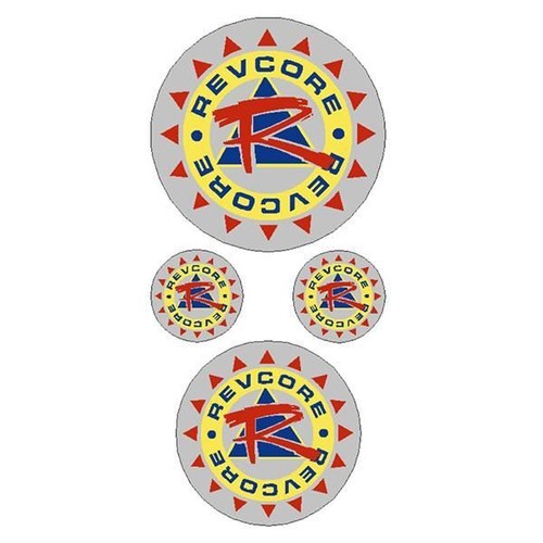 REVCORE - Blue red yellow on CHROME - round decal pack - old school bmx ...