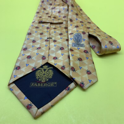 Faberge Mens 100% Silk Neck Tie Yellow Blue Red Lady Bugs Handmade in ...