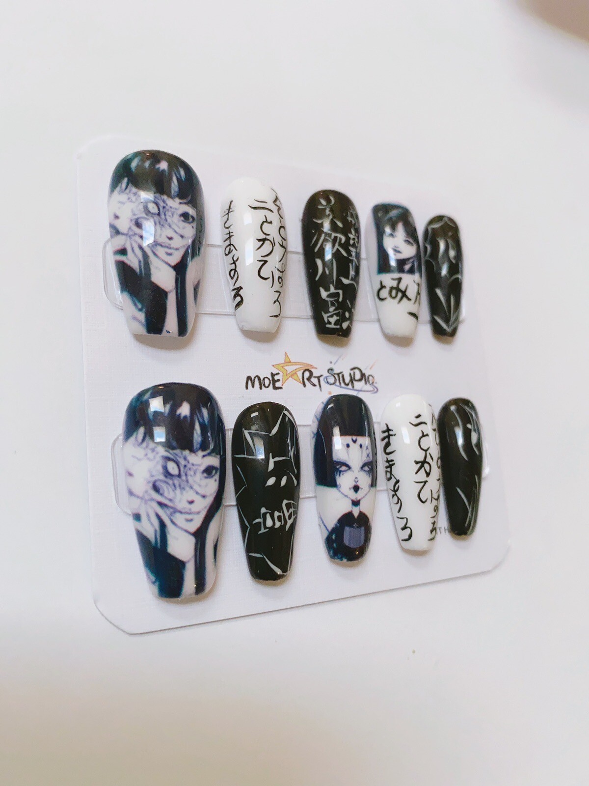 Nails Handmade press on nails 3D Junji Ito Tomie size M Halloween | eBay
