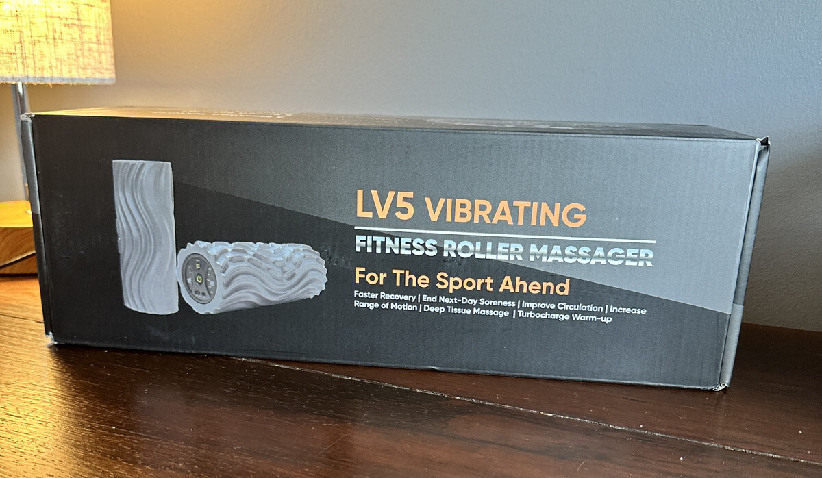 LV5 Vibrating Fitness Roller Massager -- 5 Speeds -- Sturdy Black Foam ...