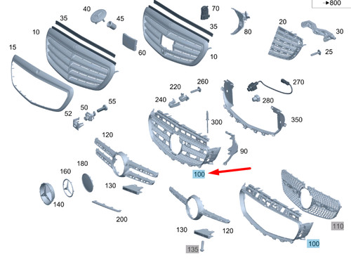 MERCEDES-BENZ E W213 RADIATOR PROTECTIVE GRILLE A2138880900 ORIGINAL NO ...