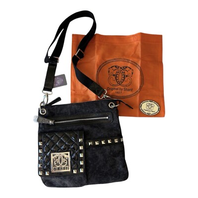 Designed In NY By SHARIF Shoulder Bag Crossbody Black Denim Patent ...