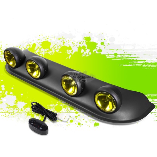 Universal Offroad Top Roof Light Bar+4X Round Amber Yellow Fog Rally ...