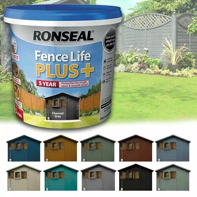 Ronseal 5L Fence Life Plus Garden Shed & Fence Paint UV Potection-All ...