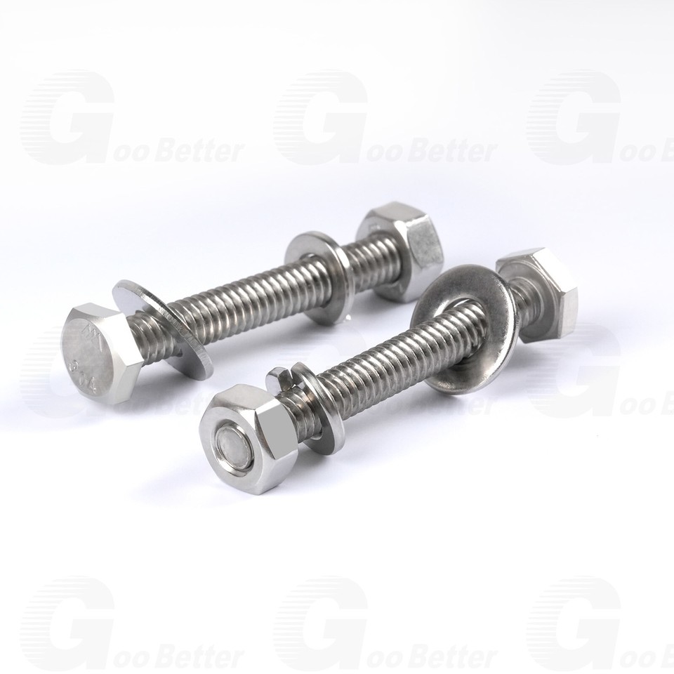 64Pcs 3/8"-16 Hex Head Bolts And Nut & Washer Assortment Kit 304 ...