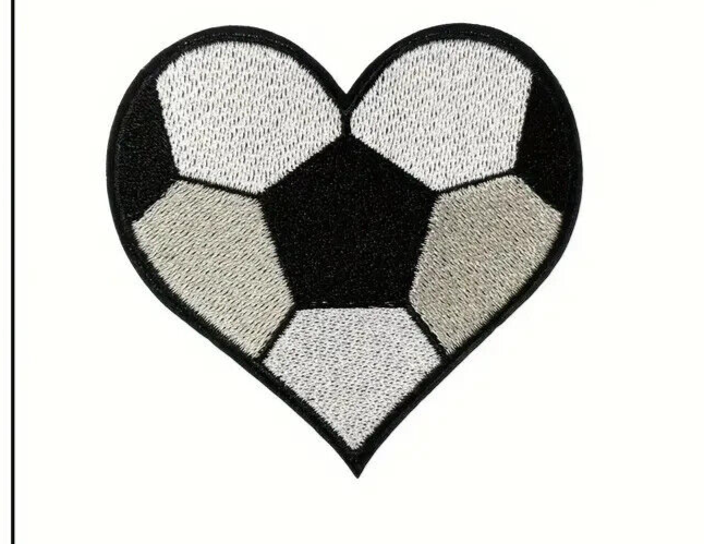 3 1/4 x 3-inch Heart-shaped Soccer Embroidered iron on Patch | eBay