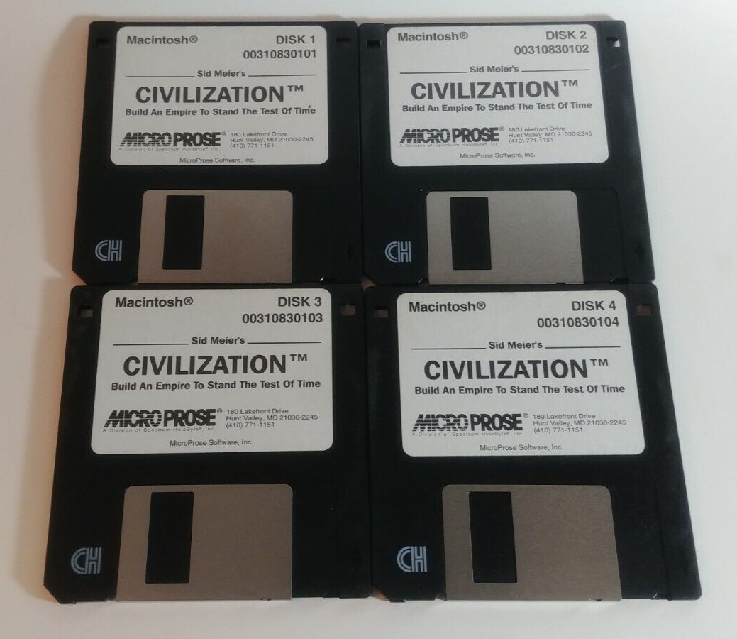Sid Meier's Civilization [1991 PC] 4 Black Floppy Disk - Micro Prose | eBay