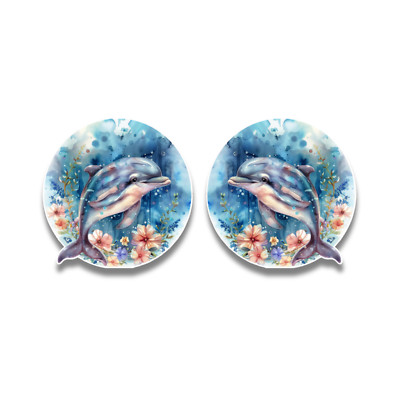 2x Small Floral Dolphin Watercolour Vinyl Sticker Decal Car Scrapbook ...