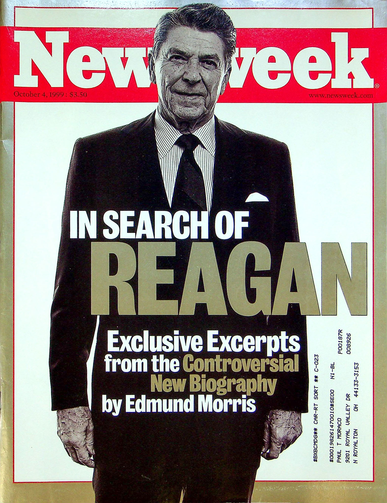 Newsweek Magazine October 4 1999 Ronald Reagan Biography Memoir ...