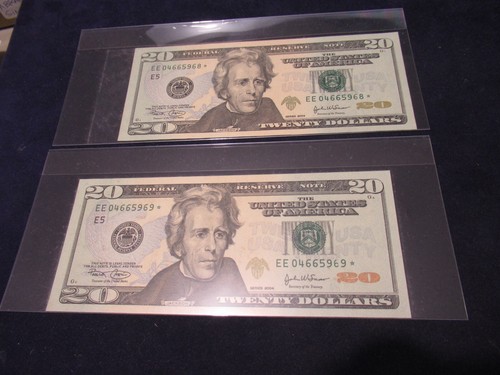 2 Consecutive 2004 $20 FRN Twenty Dollar STAR Note Bills, CRISP UNC. | eBay