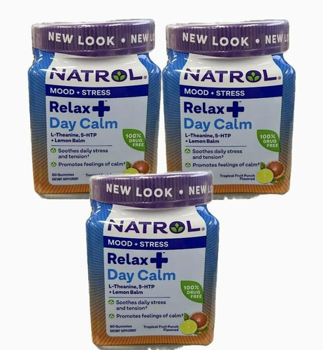Natrol Relax+ Day Calm - Fruit Punch 60 Gummies - EXP 04/2025 - 3 PACK ...