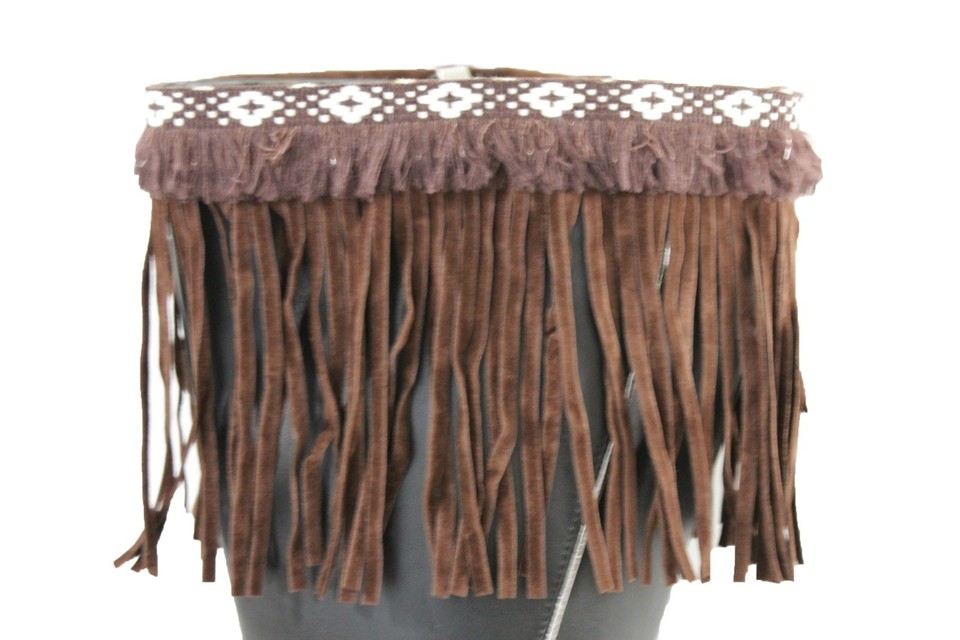 Women Western Brown Boot Topper Cover Faux Suede Leather Long Fringe ...