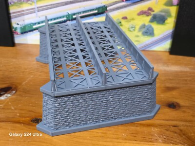 HO Gauge Double Track Iron Girder Bridge Model Railway Train Layout 1: ...