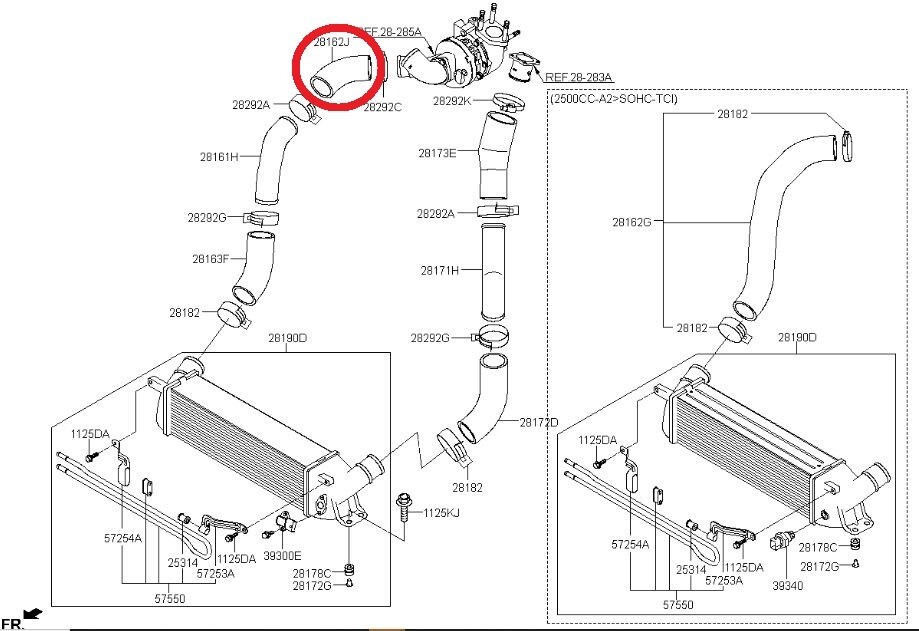 Hyundai OEM Genuine Hose Intercooler Inlet a 281624A480 for sale online ...