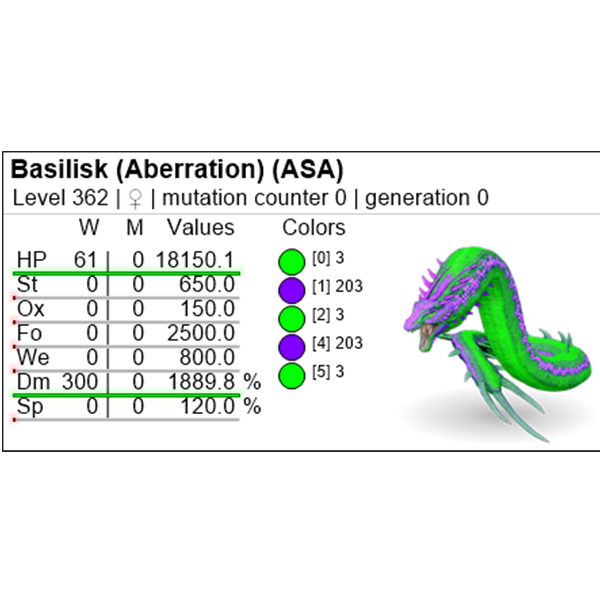 Basilisk-Ark Survival Ascended-ASA-PVE-Colors-Official-Dino- Xbox/PC ...