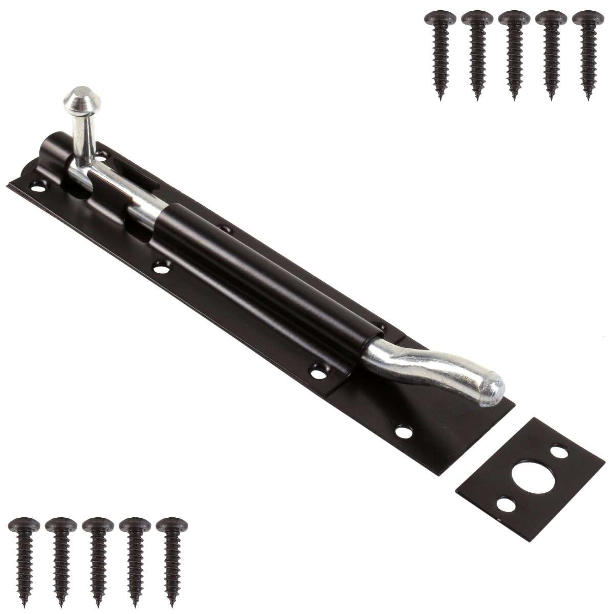 2 STEEL TOWER BOLTS 6" Cranked Offset Slide Latch Recessed Door Frame ...