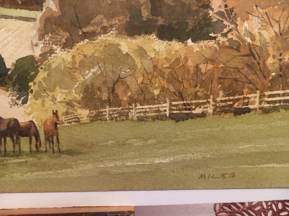 Beautiful Watercolour Horses In A Paddock by The Published Artist Gerry ...