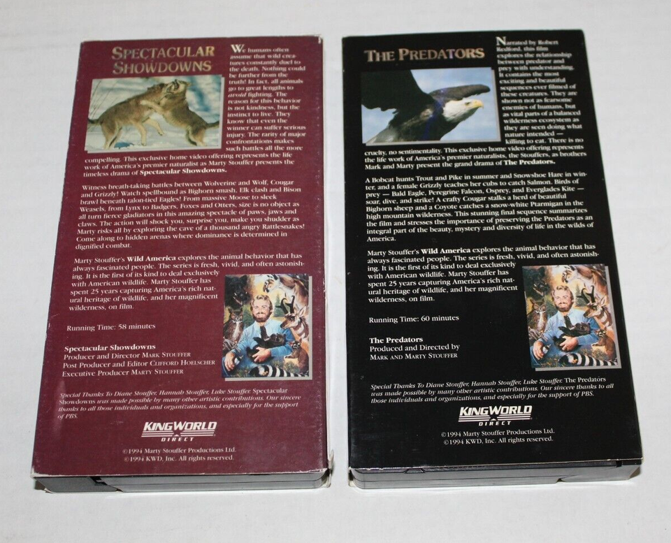 Marty Stouffer's Wild America VHS Predators & Spectacular Showdowns | eBay