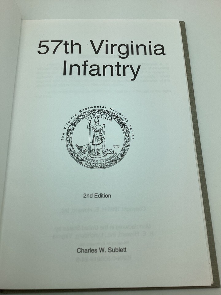 57th Virginia Infantry Virginia Regimental History Series Charles ...