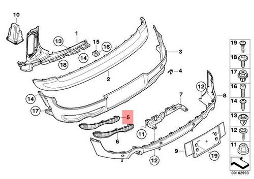 Genuine MINI R55 Clubman Rear Bumper Black Grille Left OEM 51127173633 ...