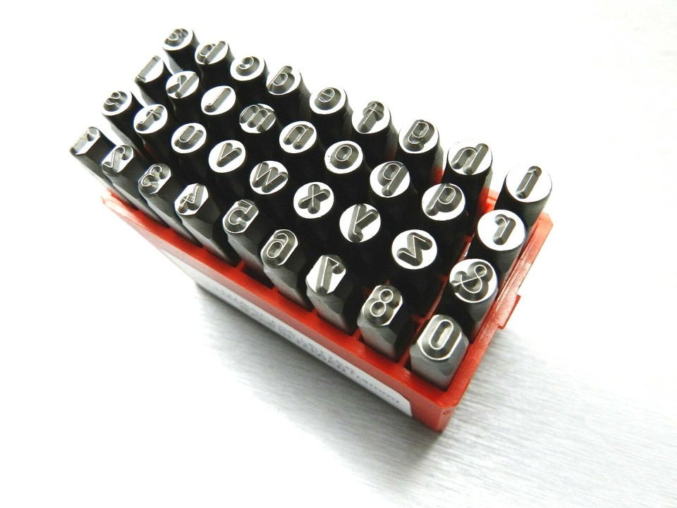 Metal Marking Stamps Alphabet & Numbers Hand Punches 4mm Lower Case 36 ...