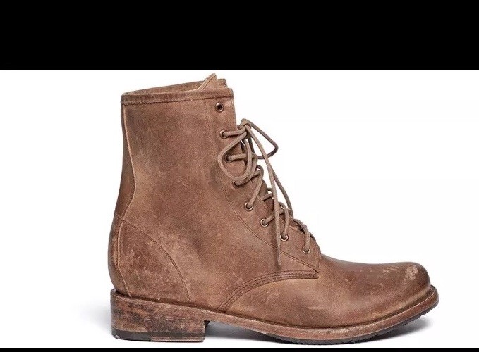 FREEBIRD by STEVEN Charlie Combat BOOTS 9 Black Distressed Leather ...