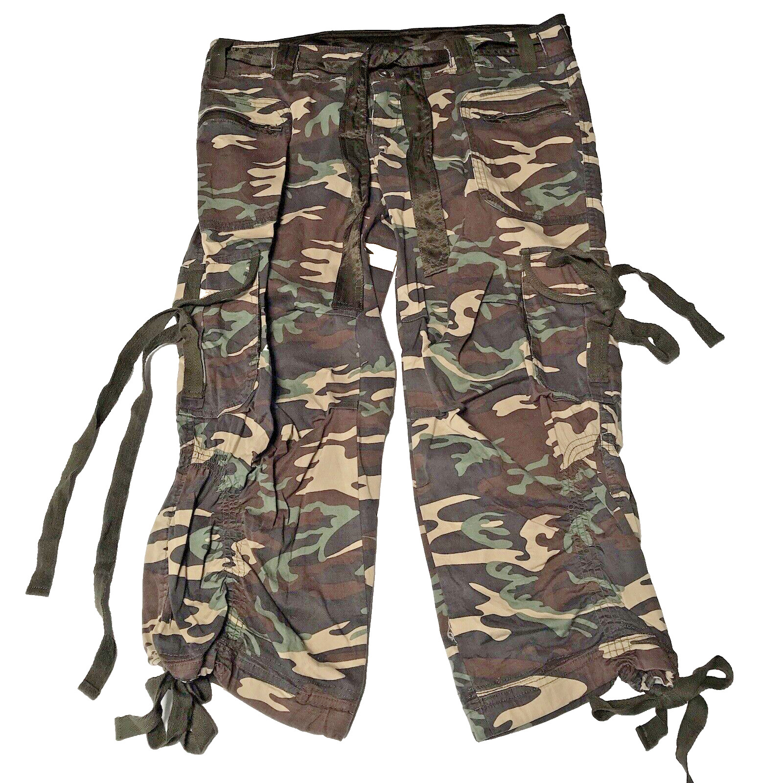 Y2K Aziz Cargo Pants Camo Paratrooper Utility Grunge … - Gem