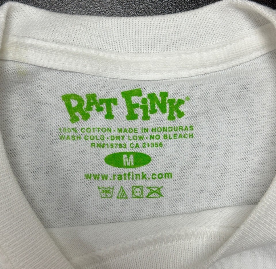 Men's Ed Big Daddy Roth Roth Rat Fink Signature Logo White Cotton T ...