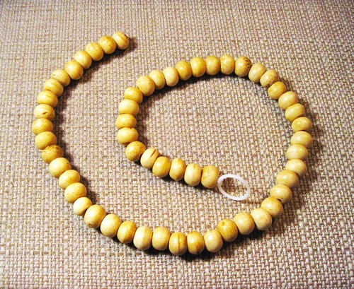 Lovely Strand of approx. 10mm x 8mm Carved Buffalo Bone Rondelle Beads ...