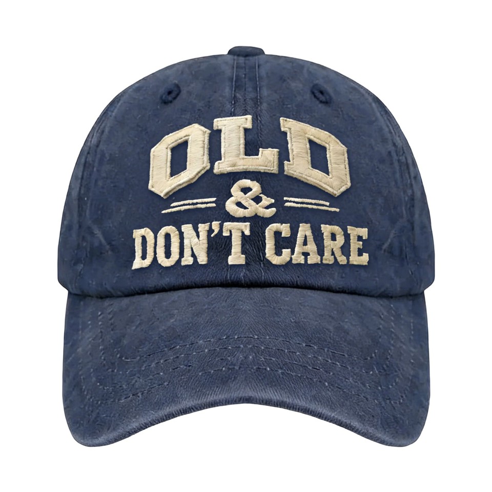 Vintage Washed Cotton Dad Hat - "OLD & DON'T CARE" 3D Embroidery ...