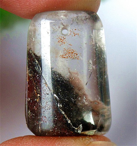 25x18x10mm Natural Red Ghost Crystal Quartz Trapezoid Reiki Pendant ...