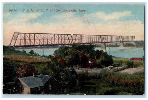 c1910's C. & N. W. Railroad Bridge Sioux City Iowa IA Unposted Vintage ...