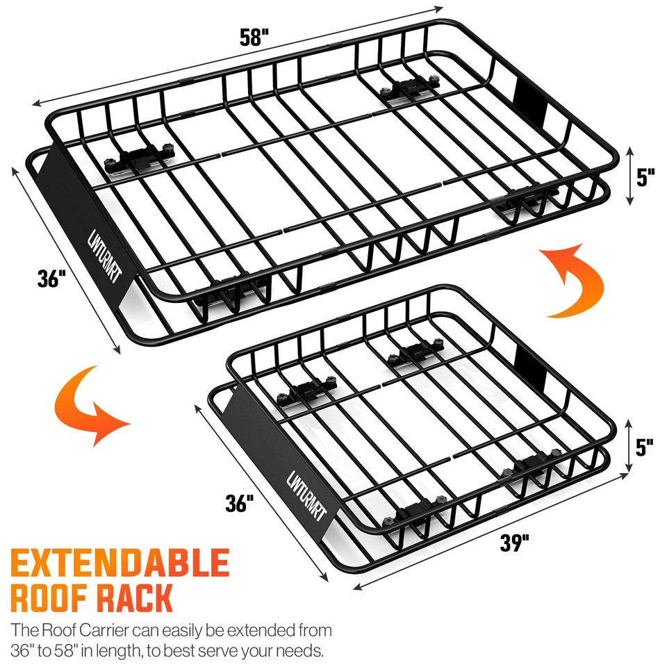 58"Roof Luggage Rack Luggage Basket Load Travel Rack Brand New Cargo ...