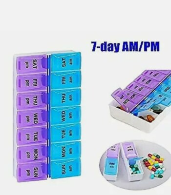 Weekly Pill Box 7 Day Pill Organizer Weekly AM/PM Pill Box 14 ...