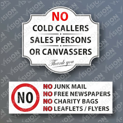 No Cold Calling Callers Door Letter Box Stickers Sign Junk Mail ...