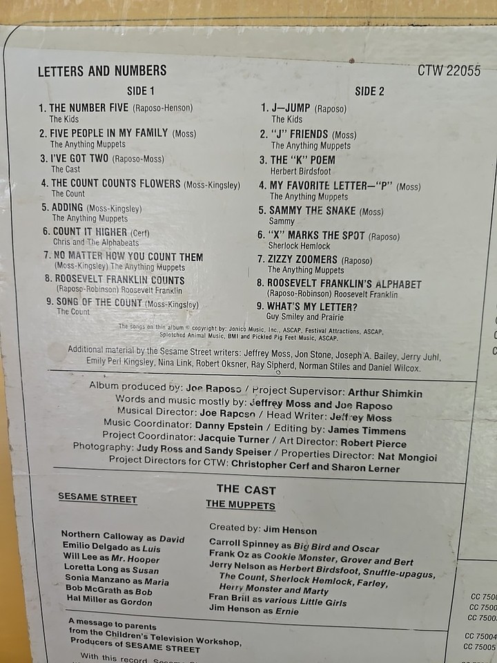 Sesame Street 1974 - "Letters and Numbers" LP Vinyl Record CTW 22055 | eBay