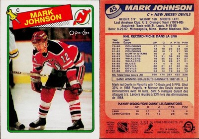 1988-89 O-Pee-Chee Hockey Card #45 Mark Johnson | eBay