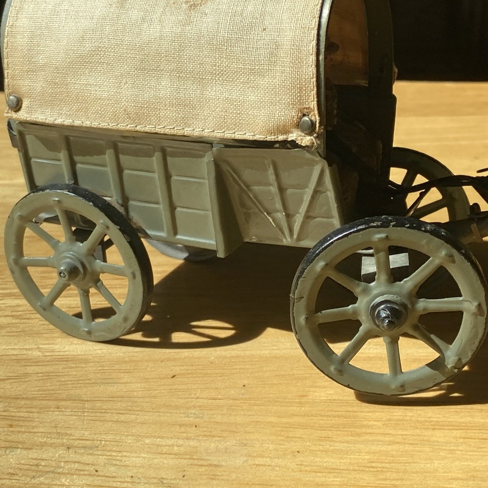 ANTIQUE HAUSSER MULE DRAWN CANVAS COVERED MILITARY WAGON CHAIN/REINS ...