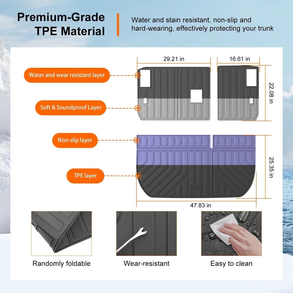 For 2009-2017 Chevy Traverse 08-17 Enclave Cargo Trunk Mat Trunk Liner ...