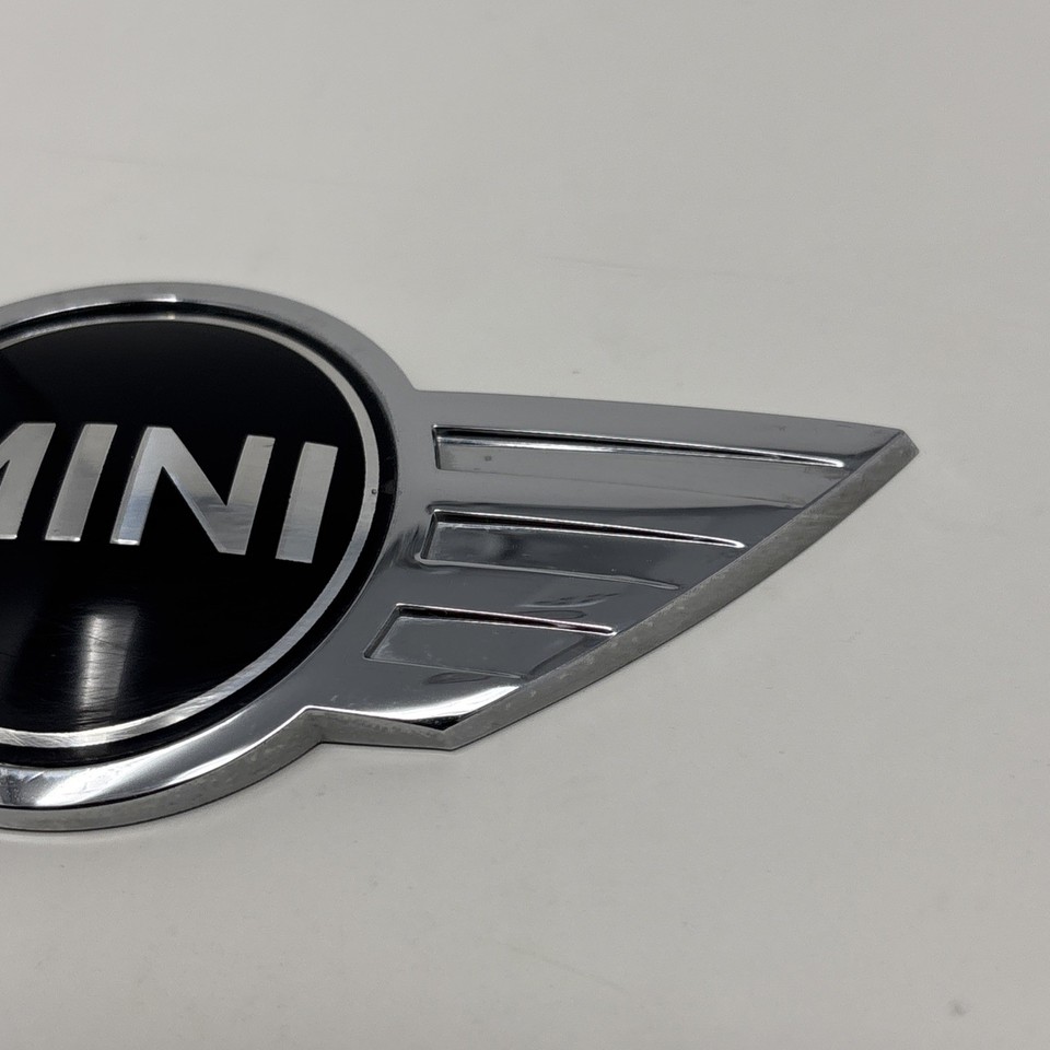 BMW MINI COOPER EMBLEM LOGO BADGE Plastic Chrome Genuine 121mm X 51mm ...