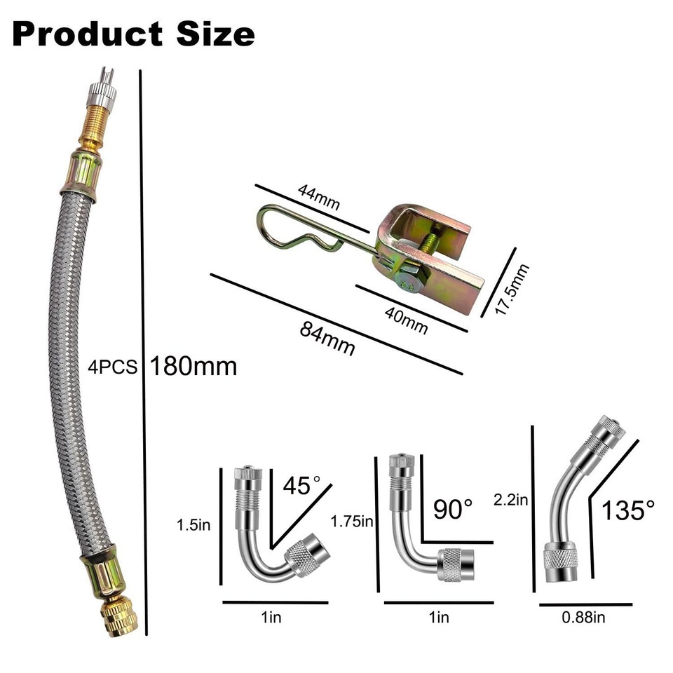 VOTNMIC Valve Stem Extensions,4Pcs 7Inch/180mm Dual 4 Pack 7"/ 180 mm ...