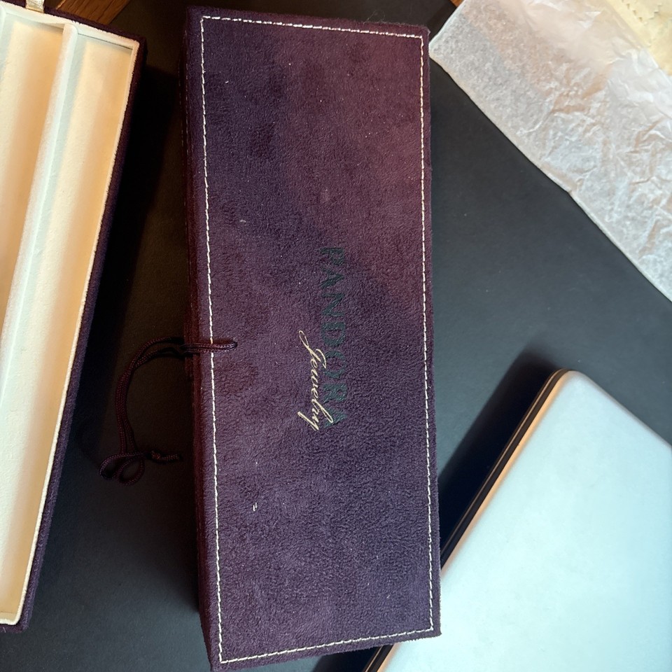 Pandora Three-Tier Storage Organizer Jewelry Box Purplish Suede, 10"x4 ...